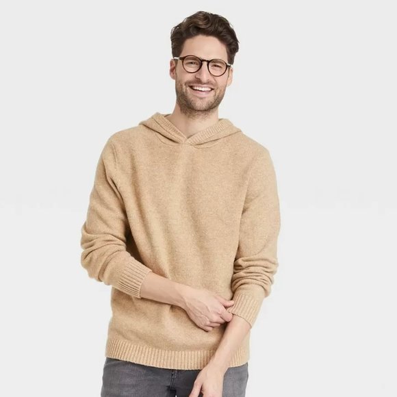 Goodfellow & Co | Sweaters | New Mens Hooded Pullover Solid Tan Sweater ...